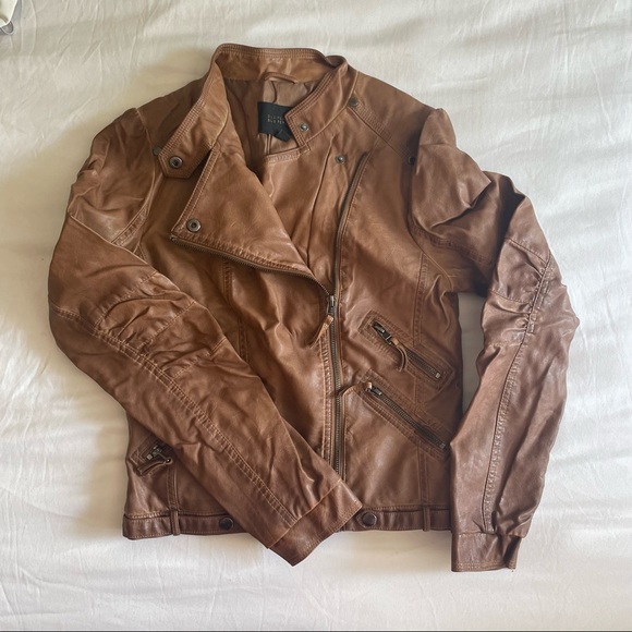 Blu Pepper | Jackets & Coats | Super Cute Brown Leather Jacket With ...